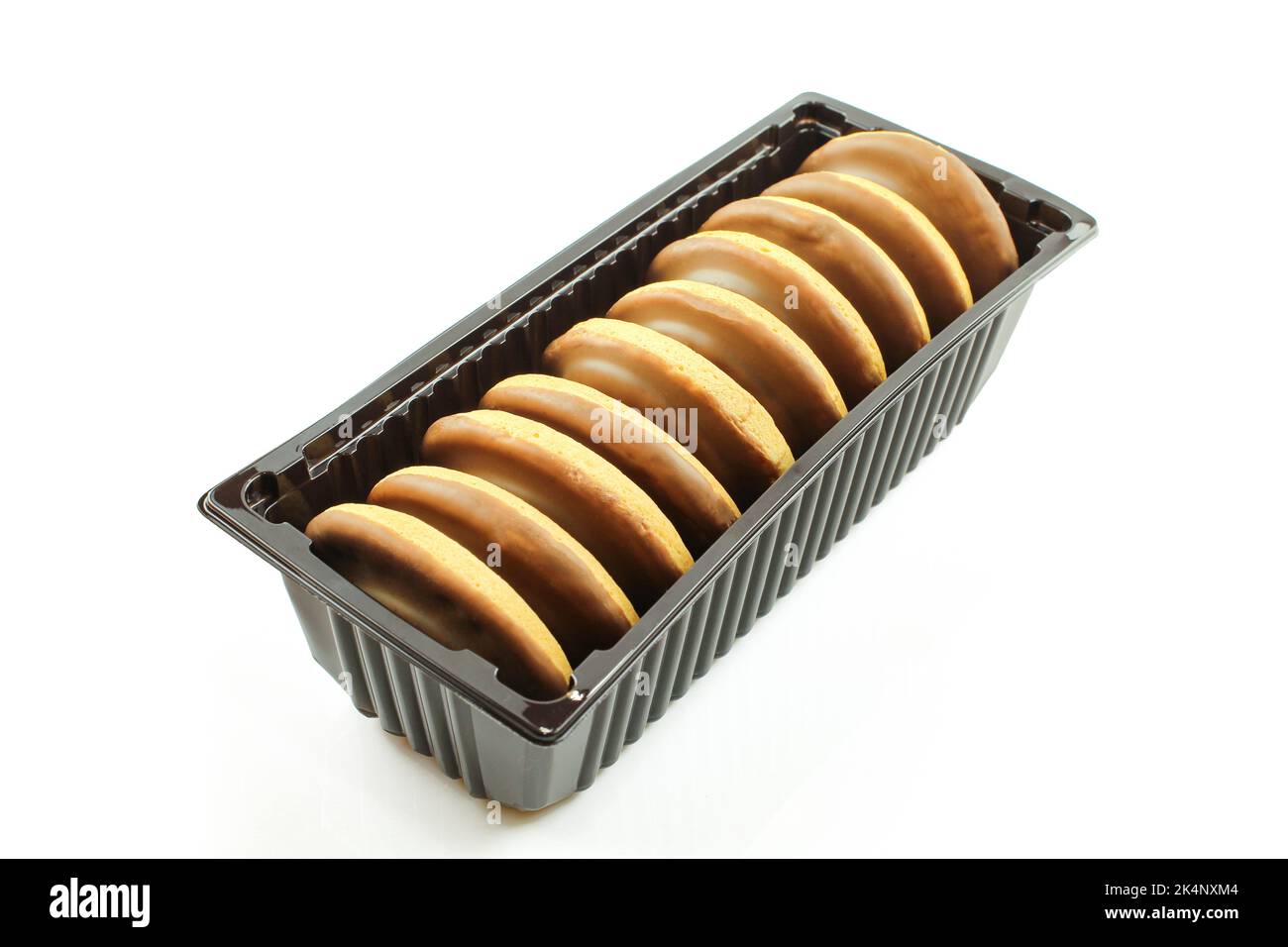 Jaffa biscuits in plastic package box isolated on white background ...