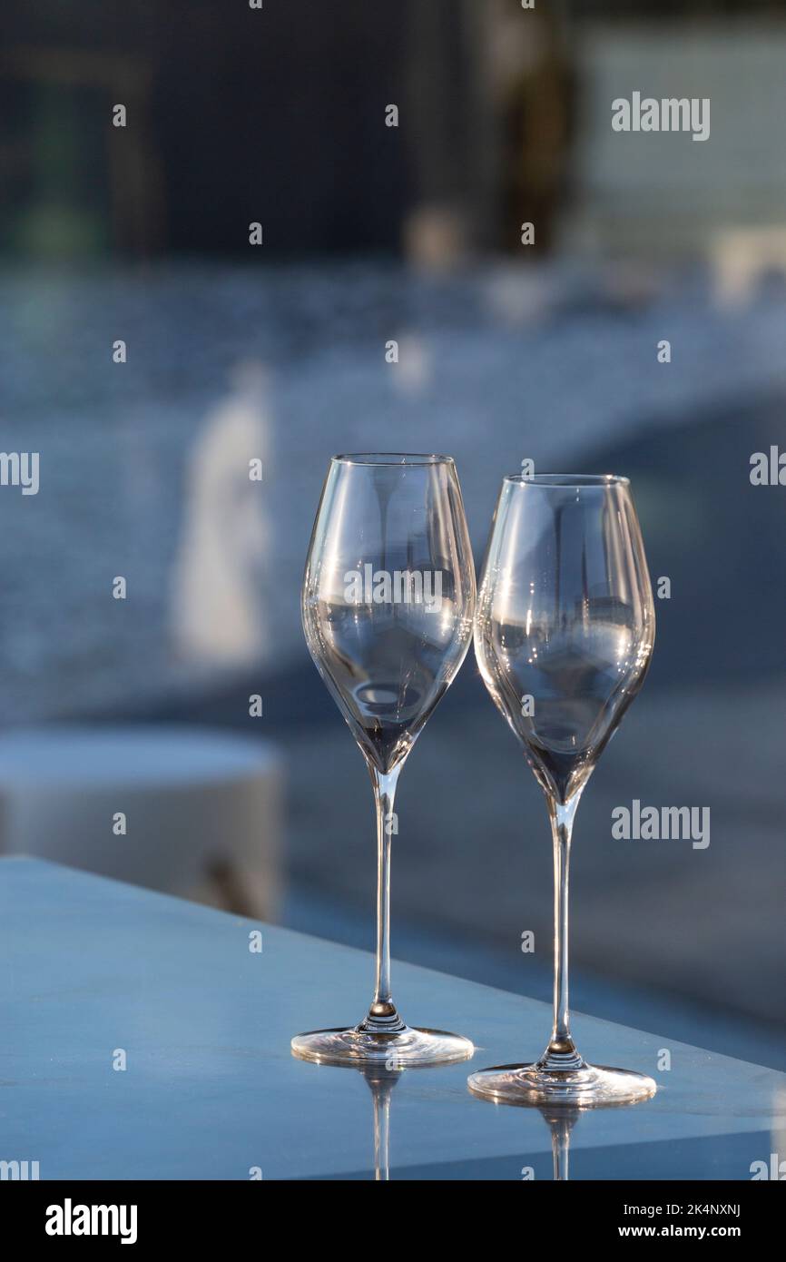 Two crystal wine glasses Stock Photo - Alamy