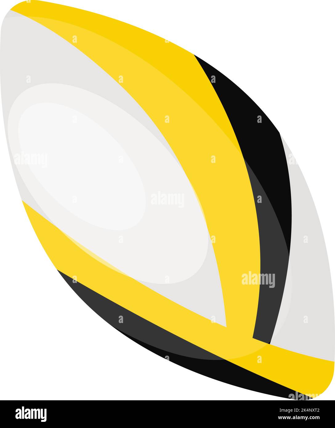 Yellow and white rugby ball, illustration, vector on a white background ...