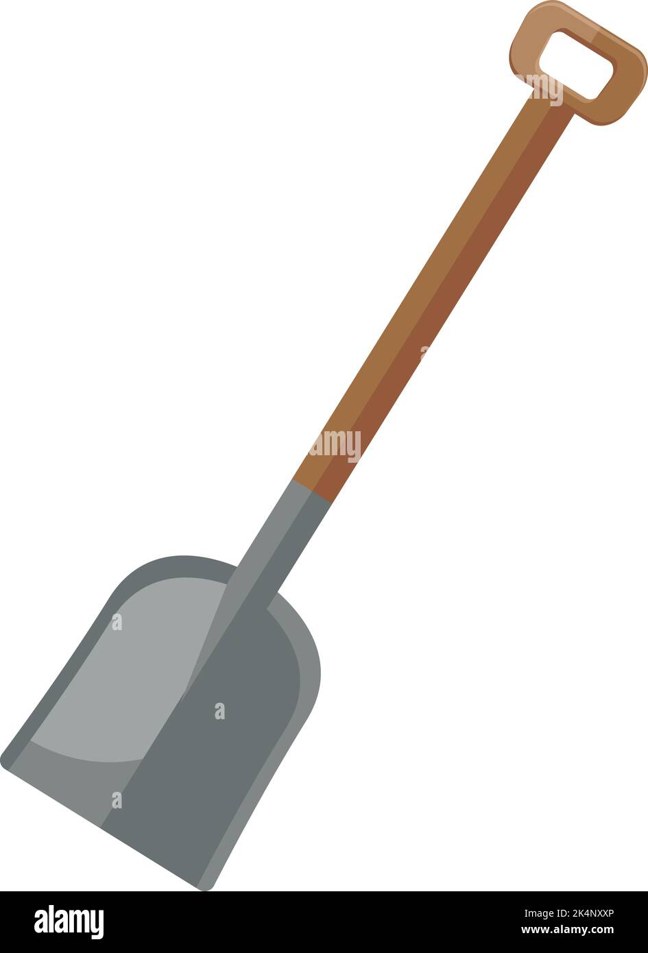 Shovel with wooden handle, illustration, vector on a white background ...