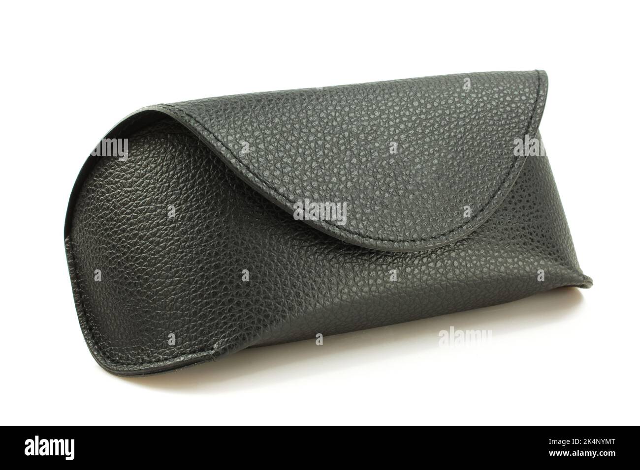 Closed black leather sunglasses case isolated on white background ...