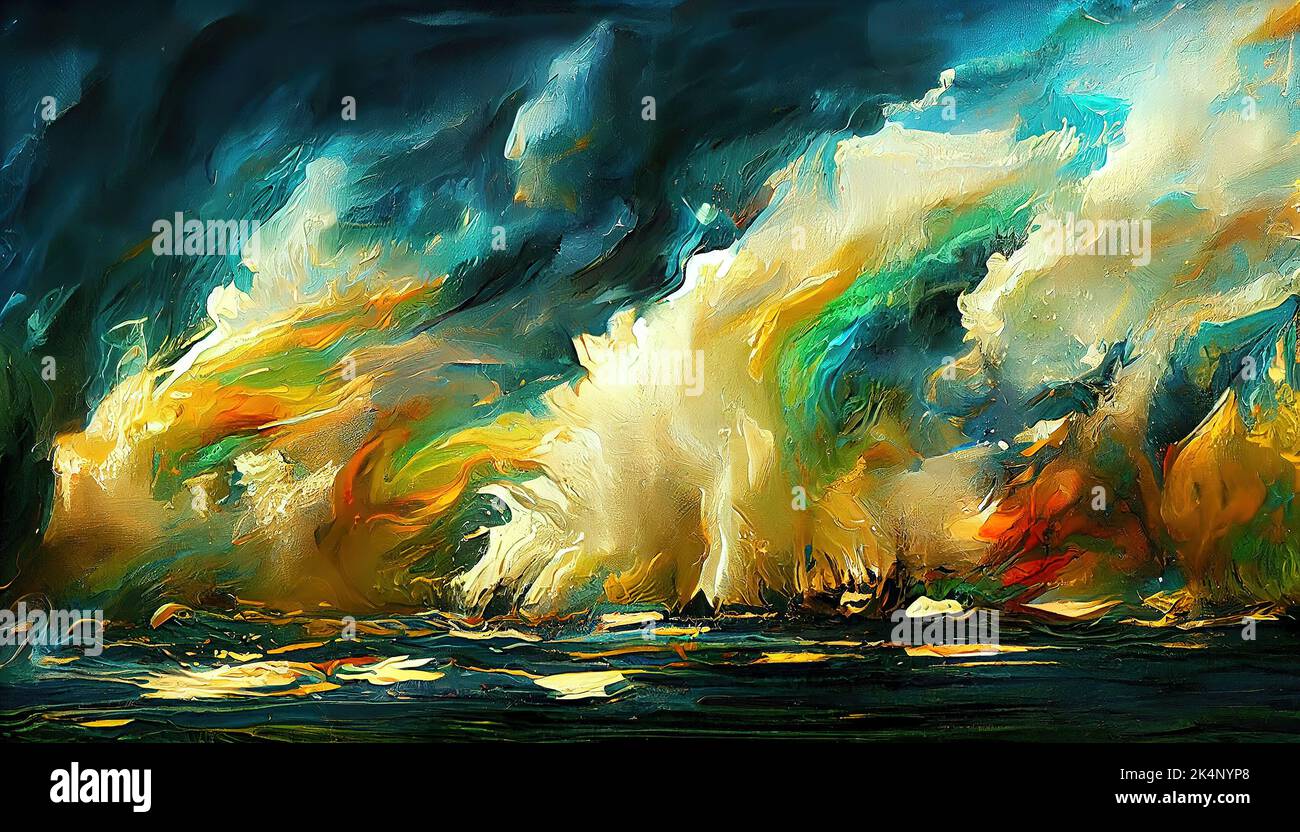 Sea storm abstract painting. Painting in the style of impressionism ...