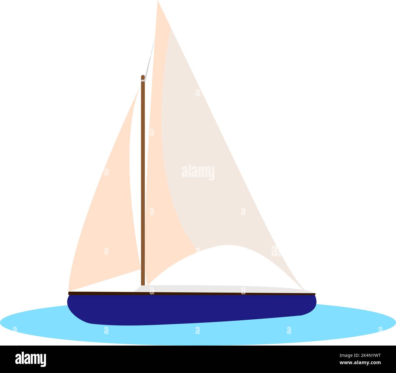 Blue sailing boat, illustration, vector on a white background Stock ...