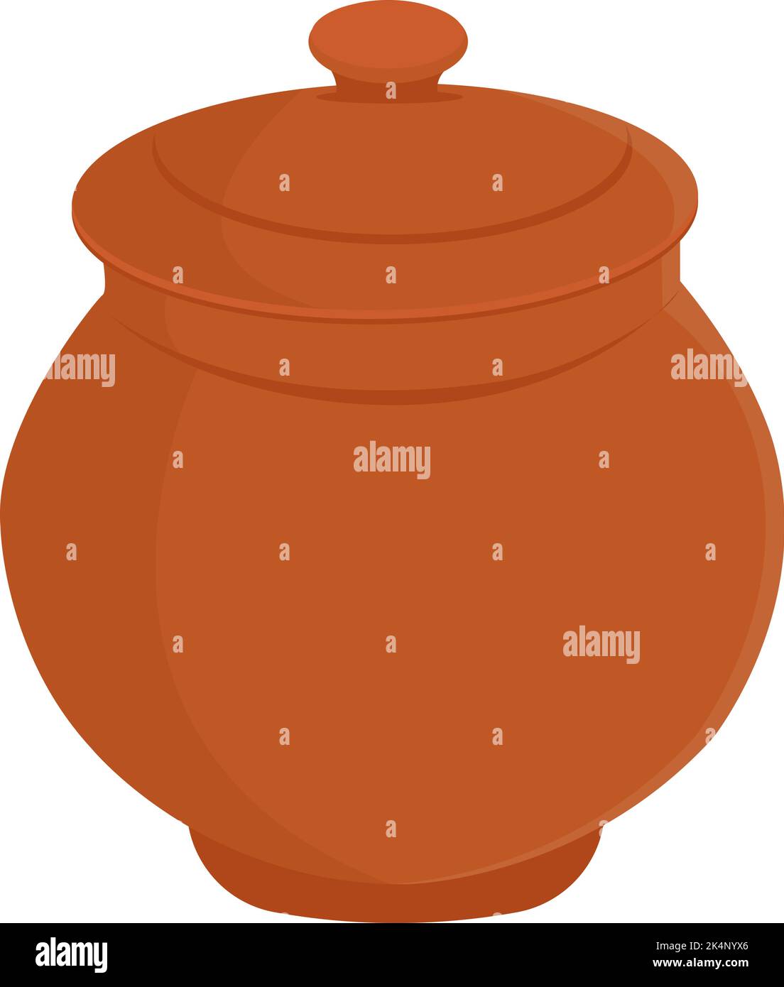 Clay cooking pot, illustration, vector on a white background Stock ...