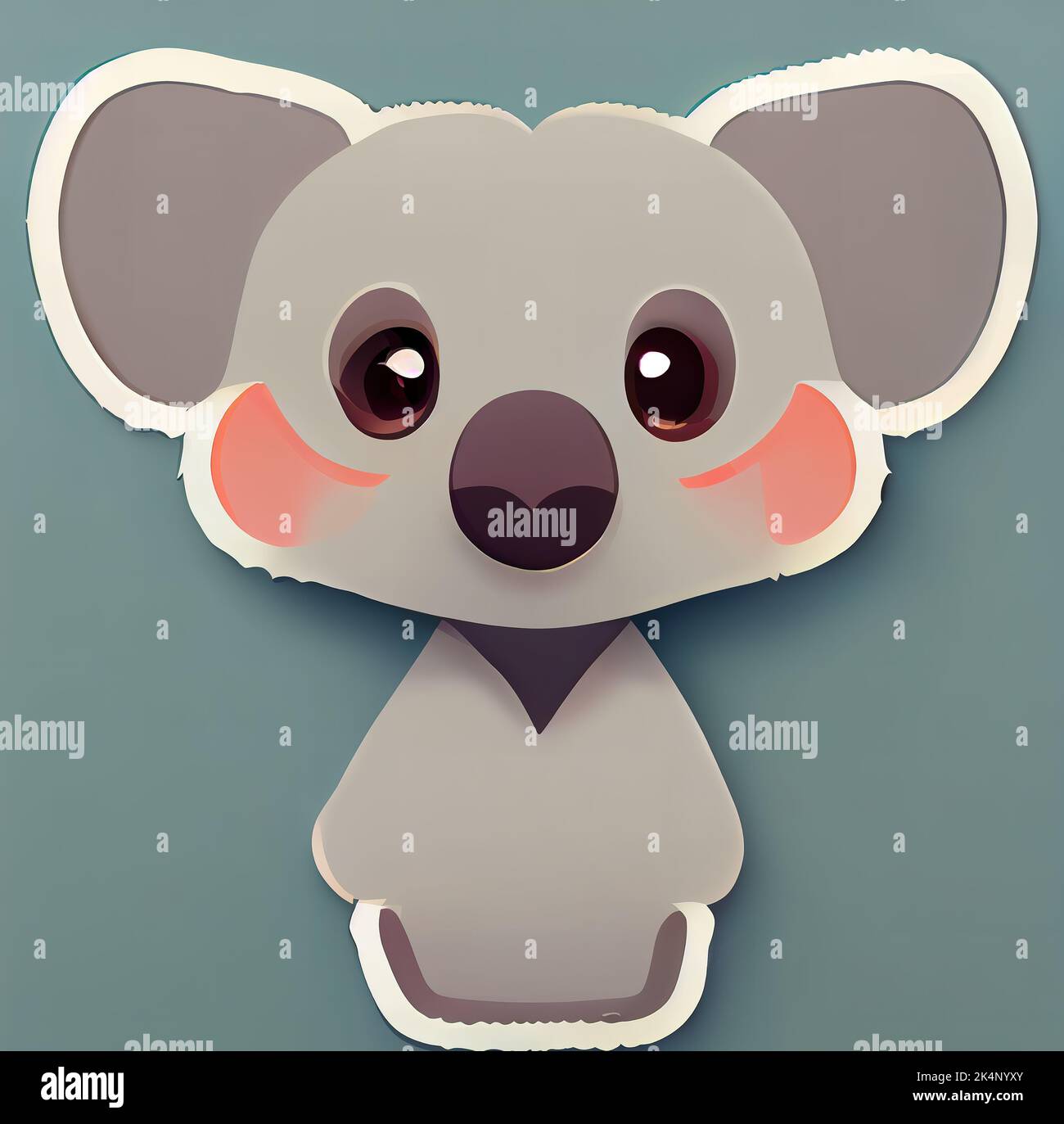 Gray koala sticker. Portrait of koala in full growth. Digital ...