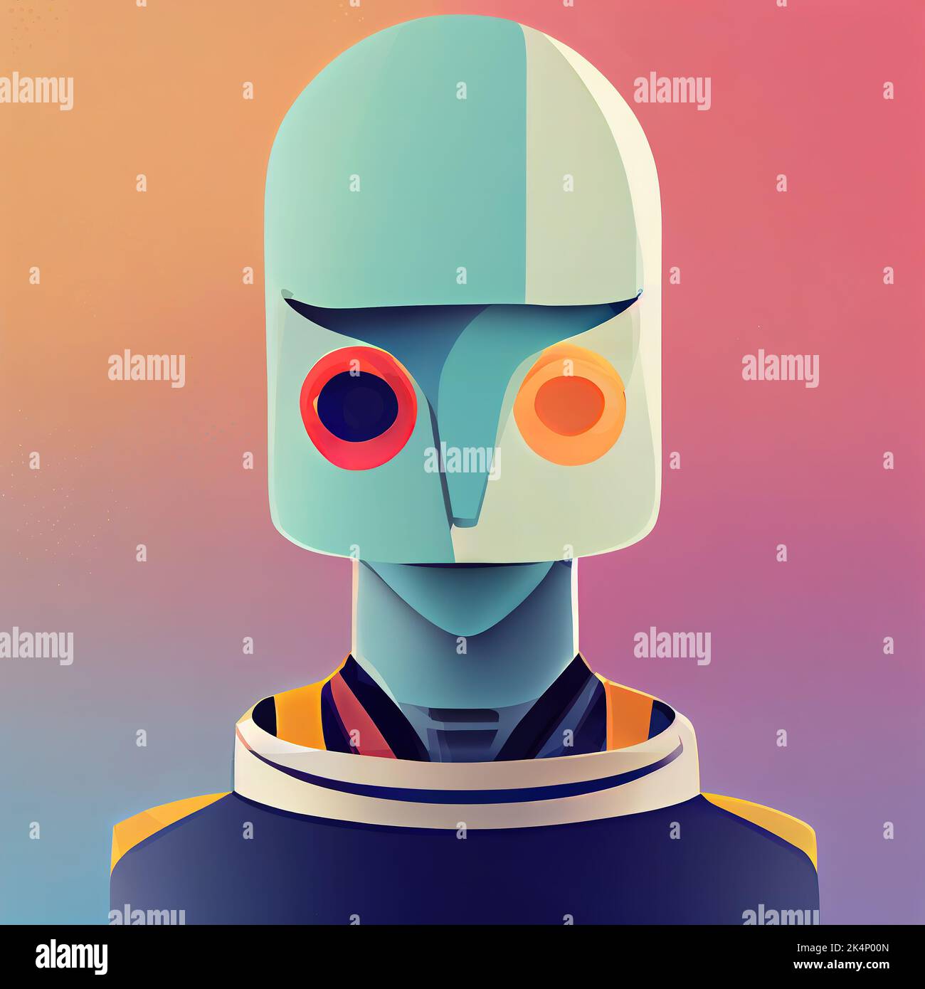 Space cyborg humanoid character flat illustration. Digital illustration ...