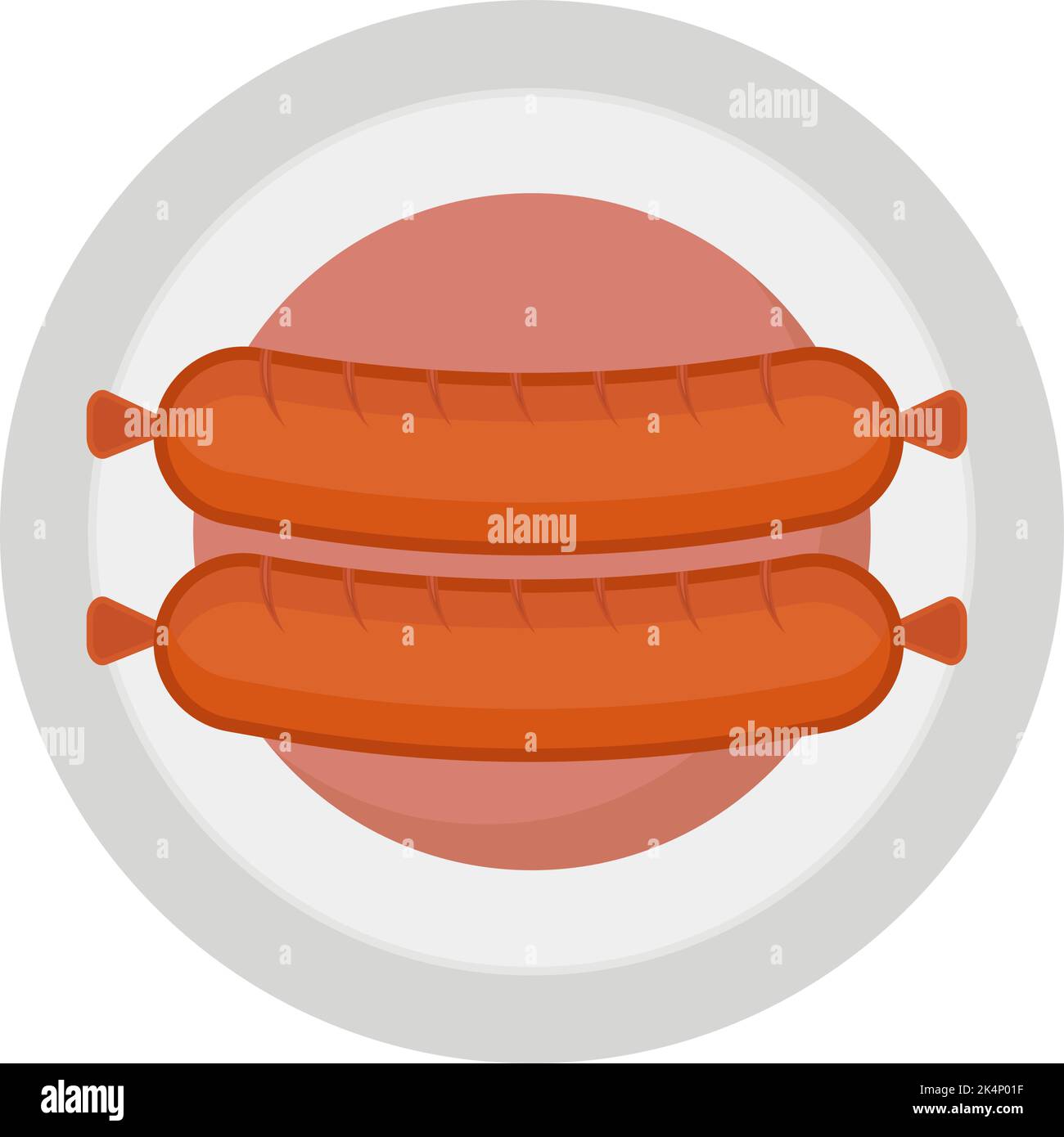 Baked sausages, illustration, vector on a white background Stock Vector ...