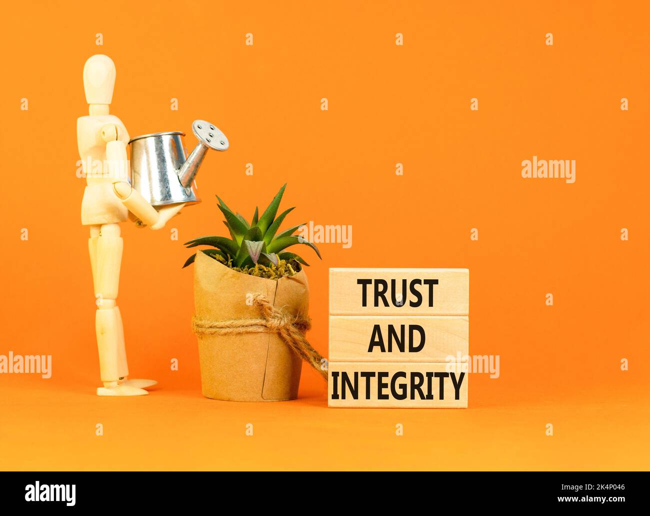 Trust and integrity symbol. Concept words Trust and integrity on wooden ...