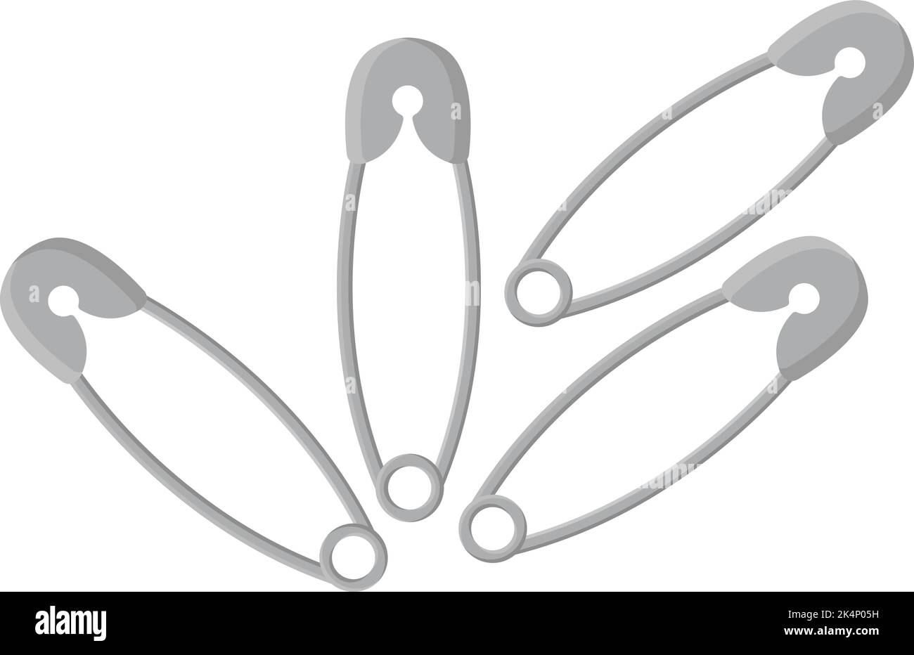 Grey safety pins, illustration, vector on a white background Stock ...