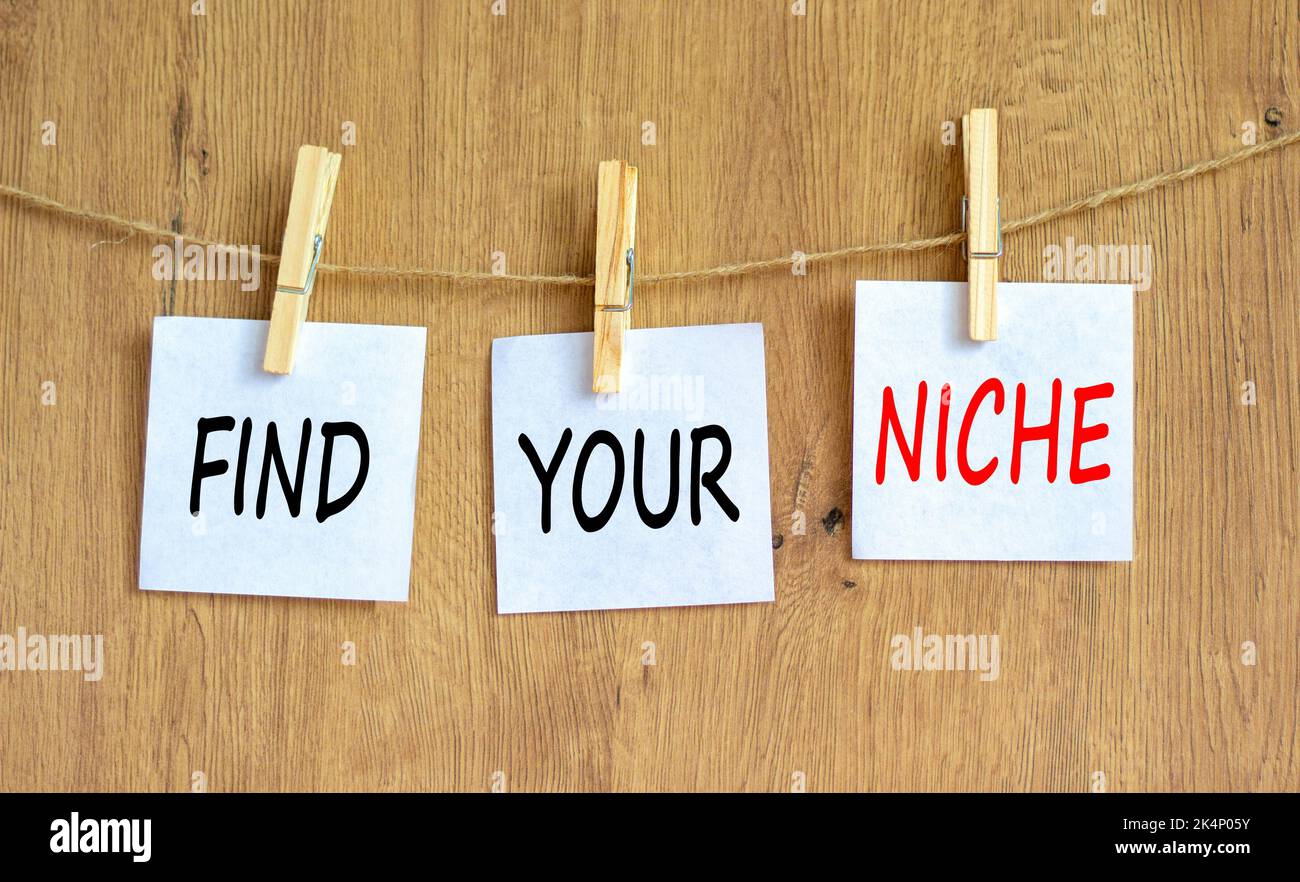 Find your niche symbol. Concept words Find your niche on white papers ...