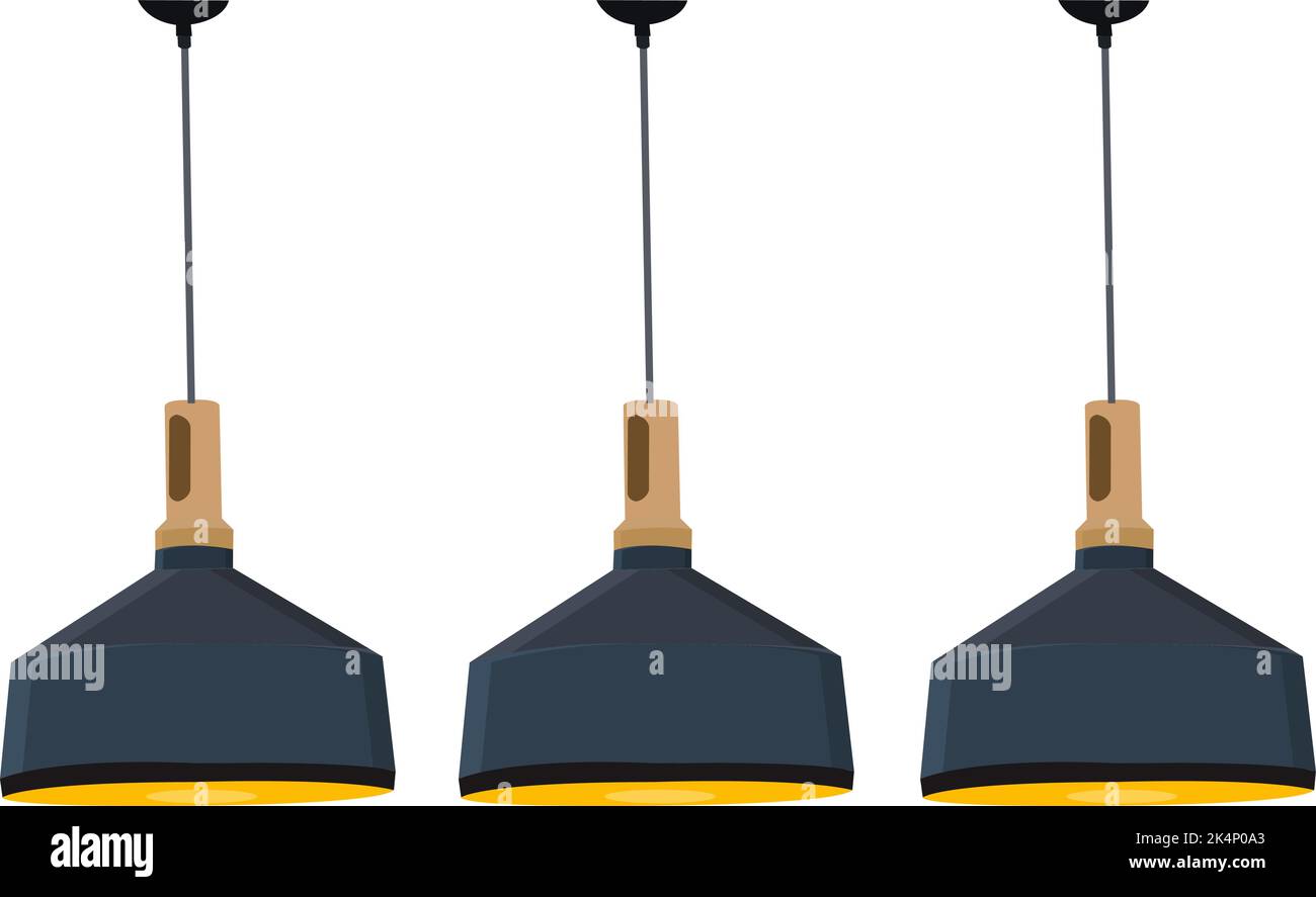 Three ceiling lamps, illustration, vector on a white background Stock ...