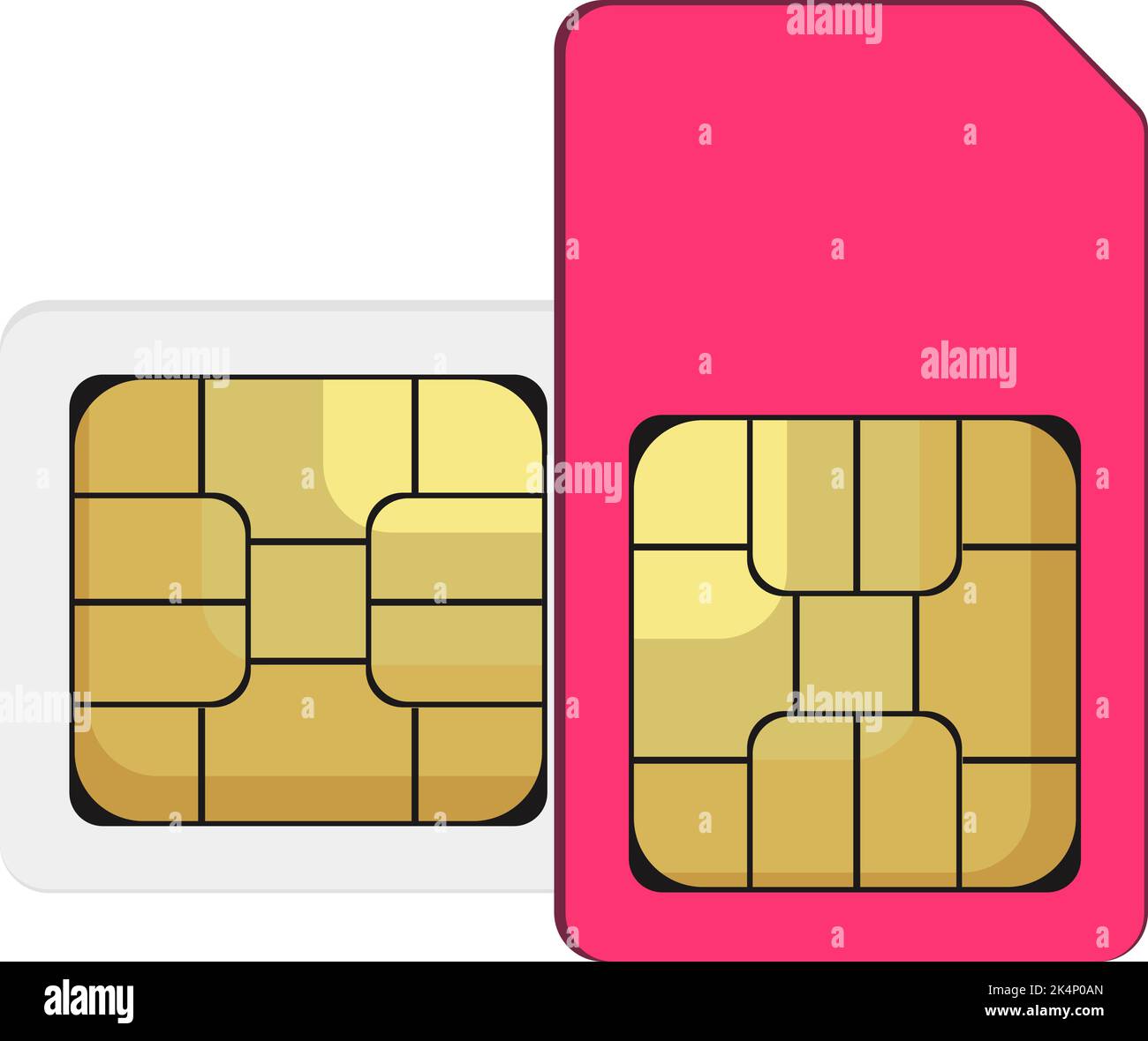 White and pink sim cards, illustration, vector on a white background ...