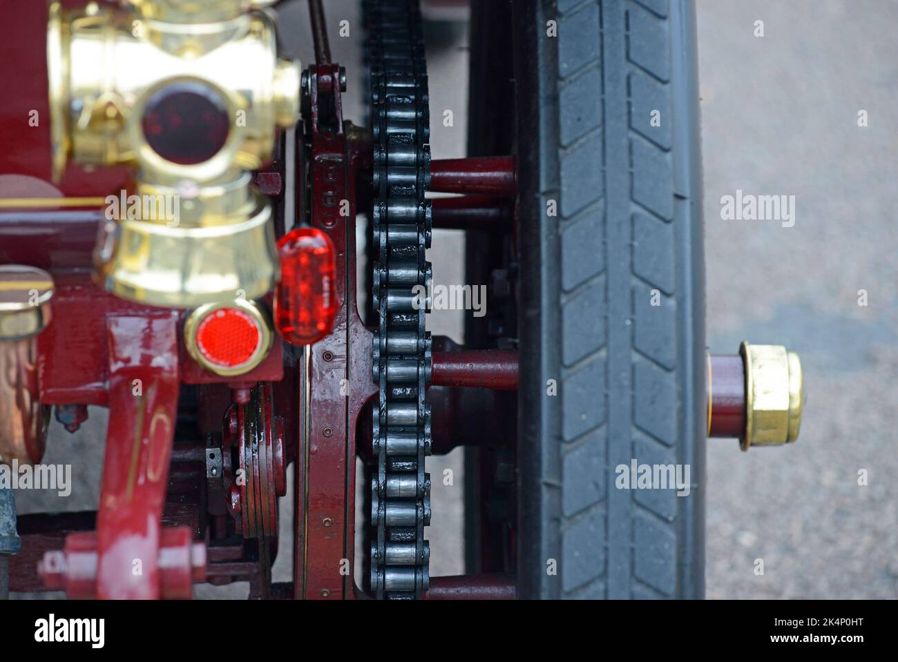 Drive train chain of a veteran car parked on Madiera drive after ...