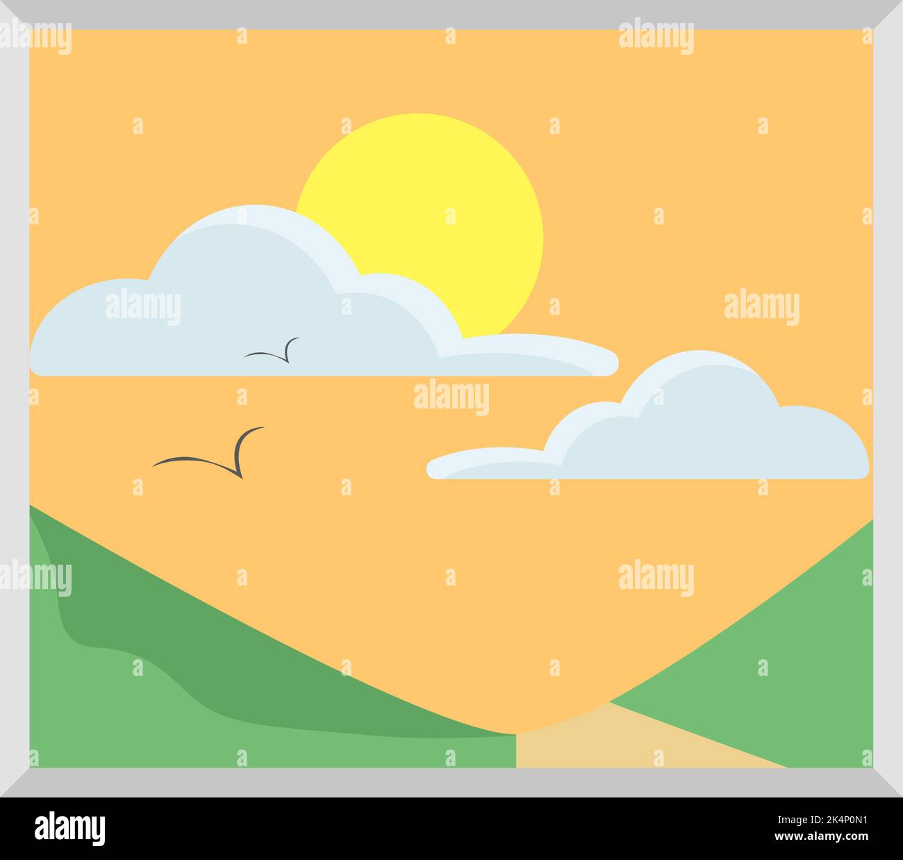 Landscape scenery, illustration, vector on a white background Stock ...