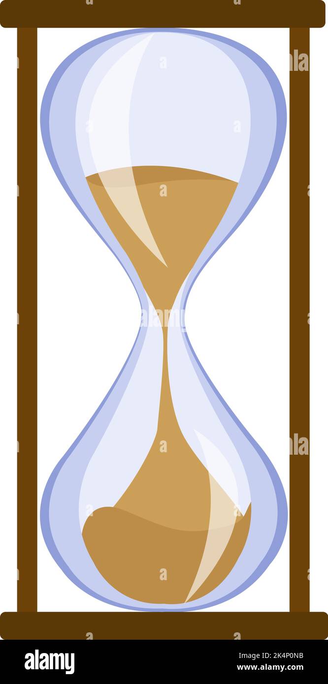 Sand timer clock, illustration, vector on a white background Stock ...