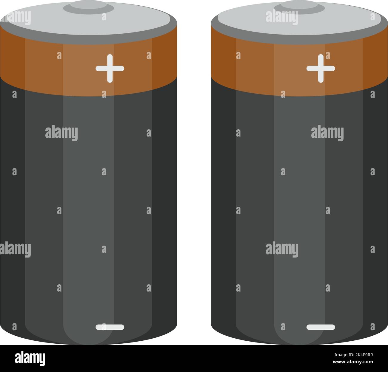 Two black batteries, illustration, vector on a white background Stock ...