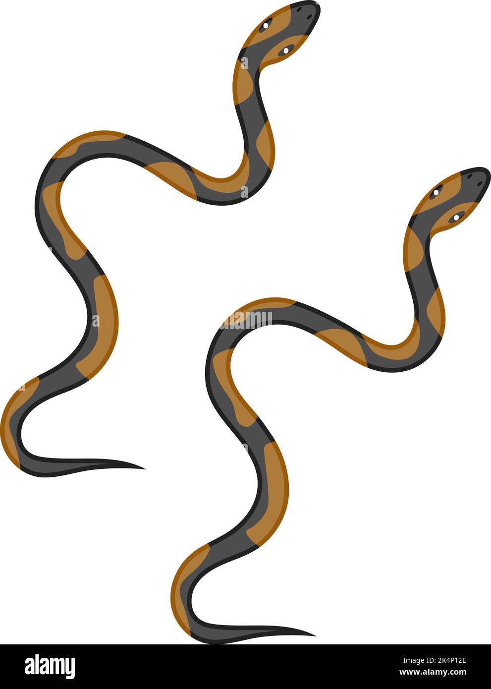 Two snakes, illustration, vector on a white background Stock Vector ...