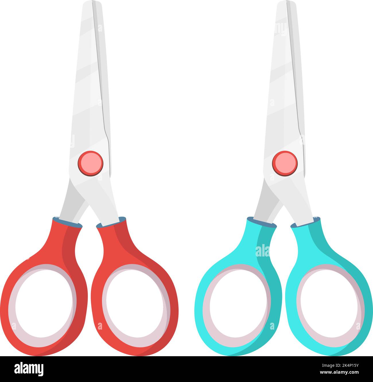 Red and blue scissors, illustration, vector on a white background Stock ...