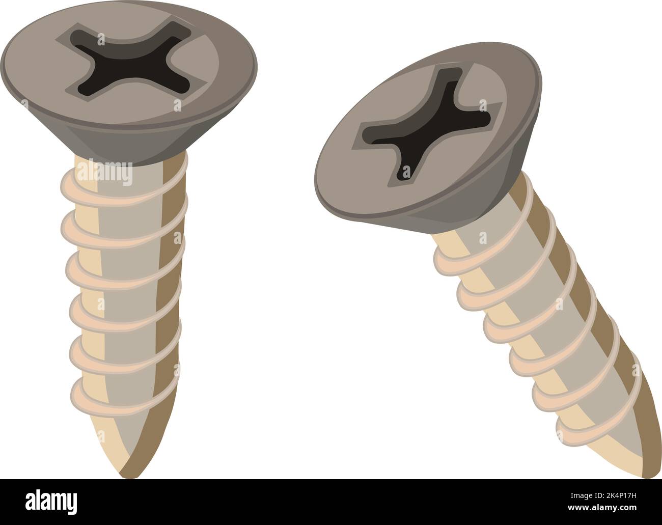 Two small screws, illustration, vector on a white background Stock ...