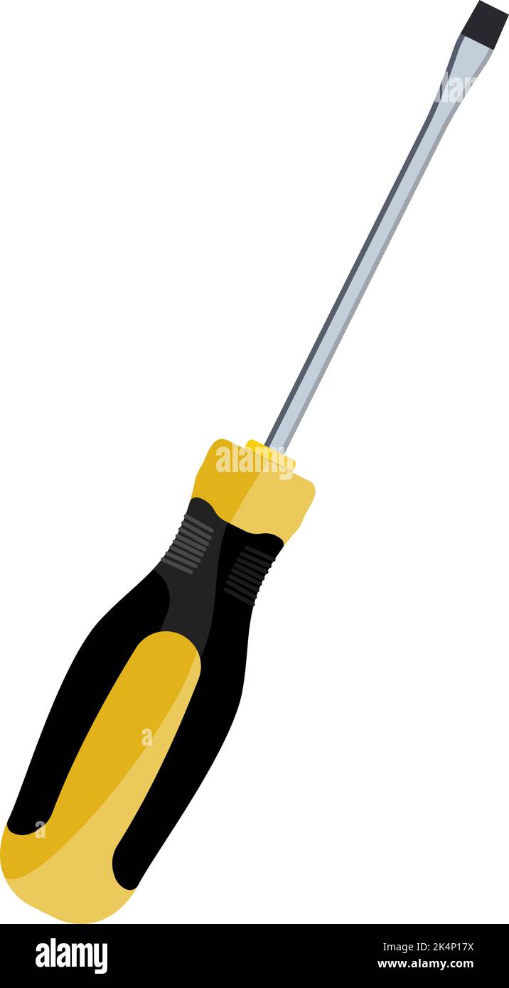 Electrical yellow screwdriver, illustration, vector on a white ...