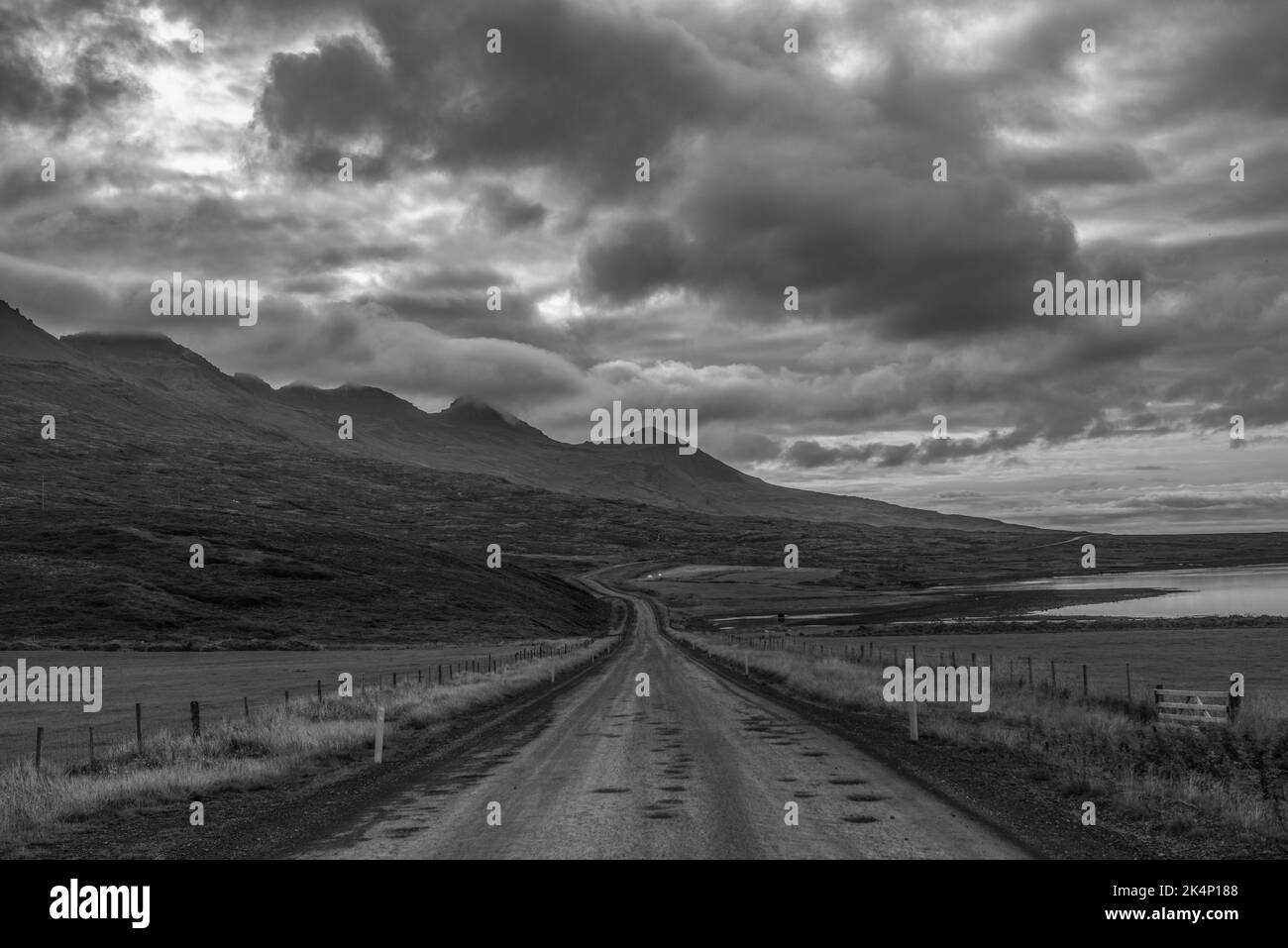 Icelandic Road in monochrome Stock Photo - Alamy