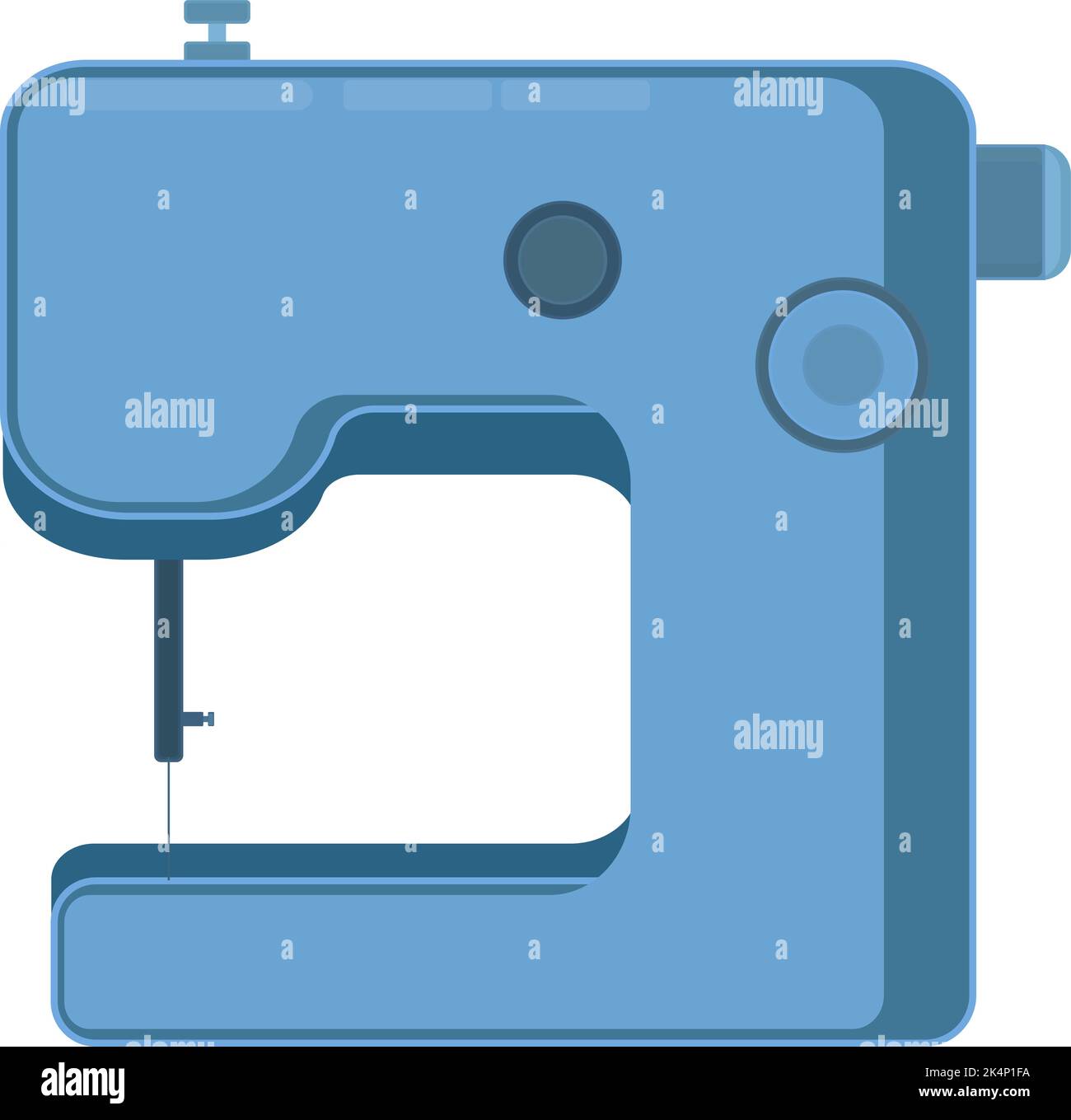 Blue sewing machine, illustration, vector on a white background Stock ...