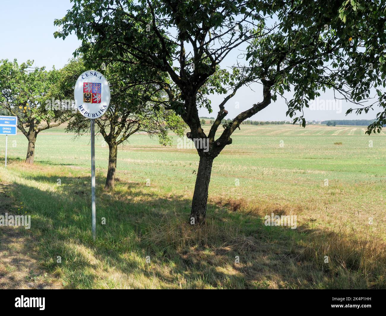 Czech Republic - July 30, 2018: State border warning sign Stock Photo ...