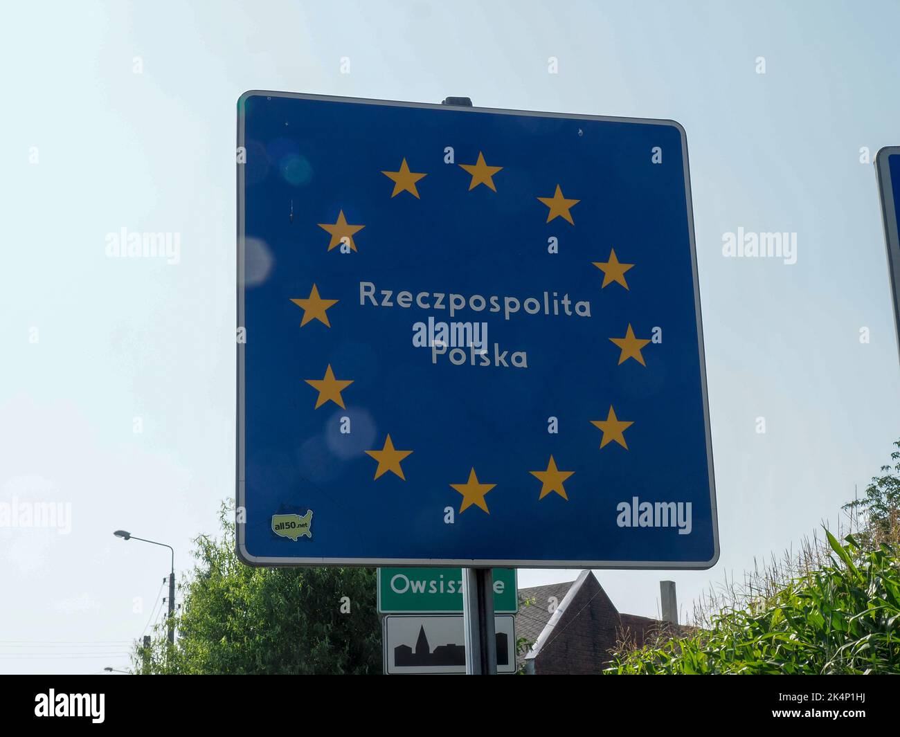 Poland - July 31, 2018: State border warning sign Stock Photo - Alamy