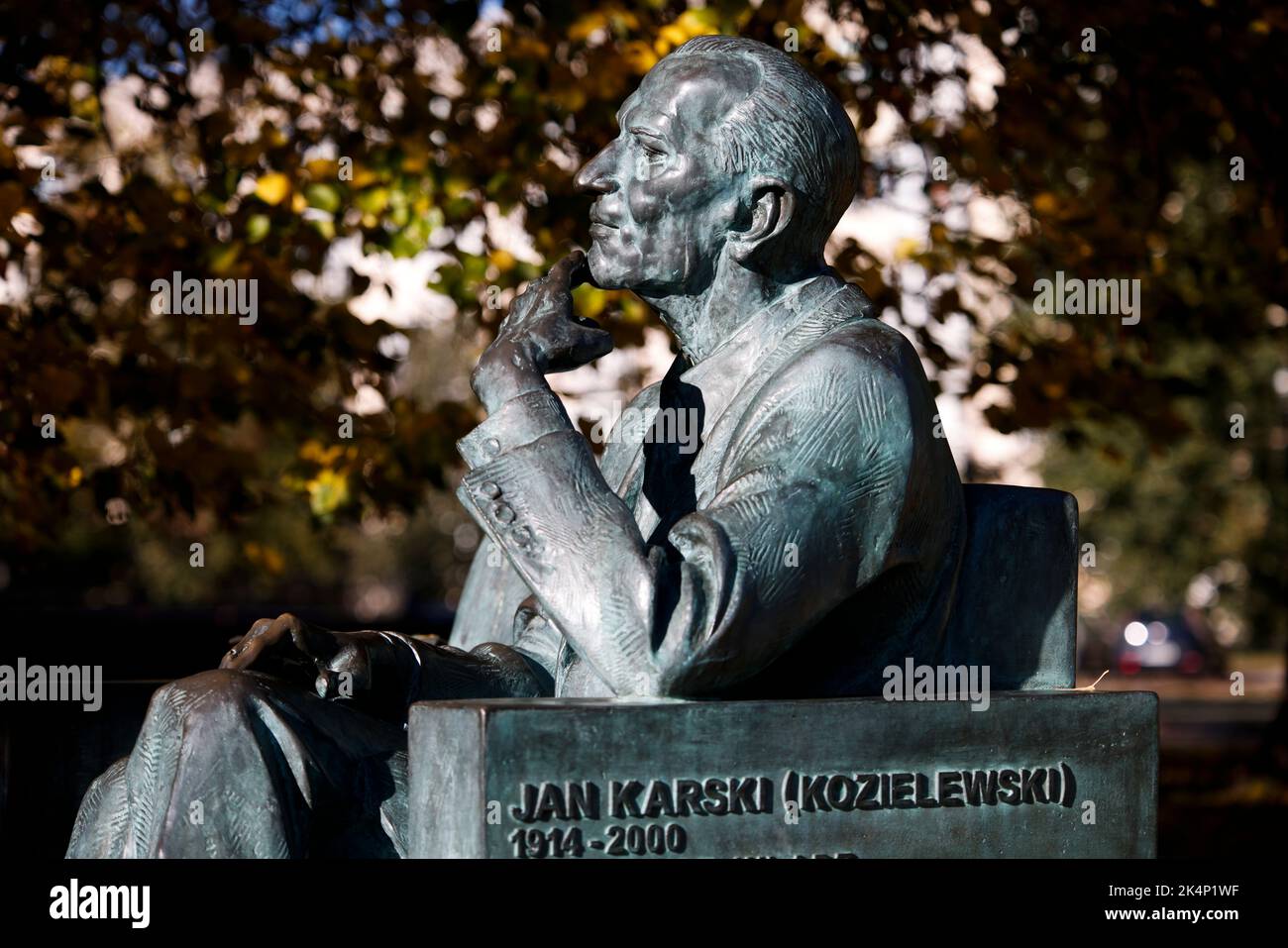 A monument sculpture to Polish resistance fighter Jan Karski who ...