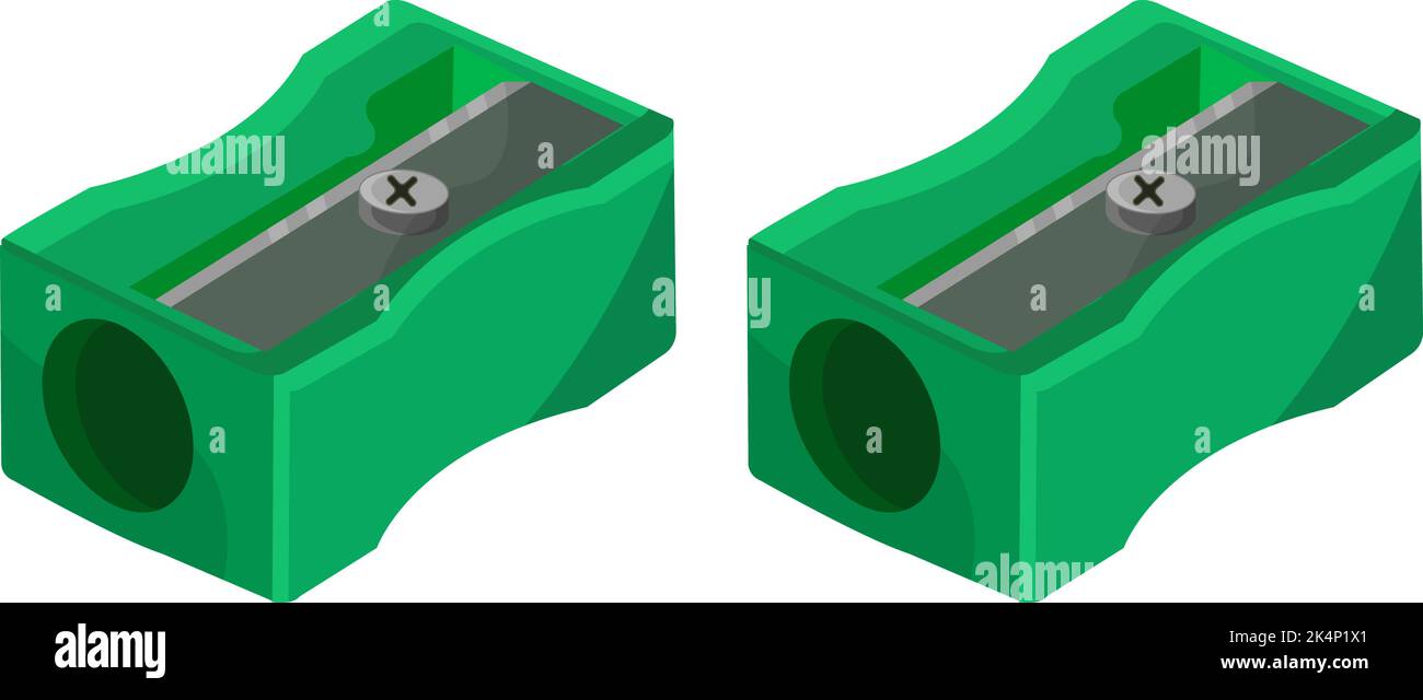 Green pen sharpeners, illustration, vector on a white background Stock ...