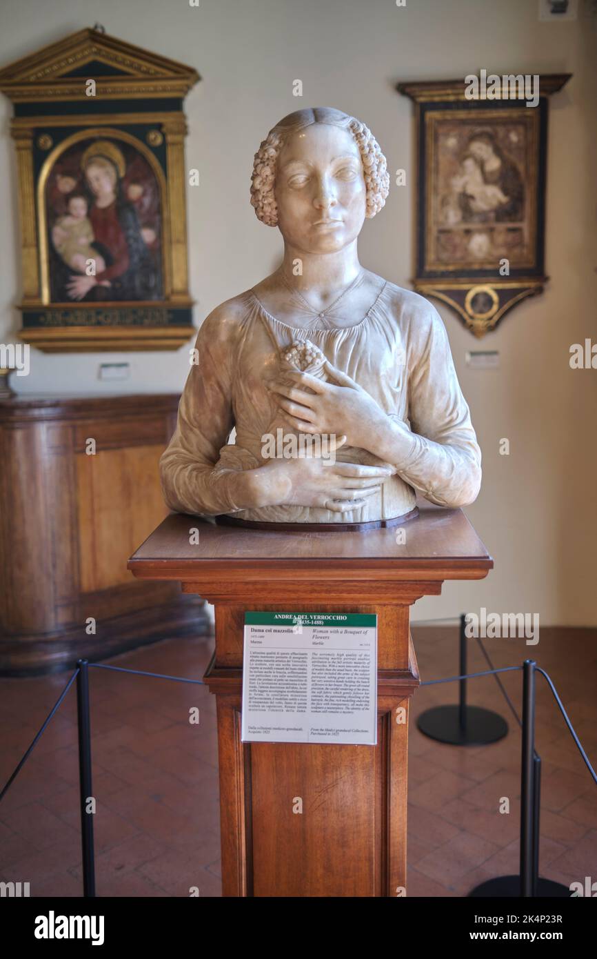 Woman with Flowers by Andrea del Verrocchio in the Bargello Museum ...