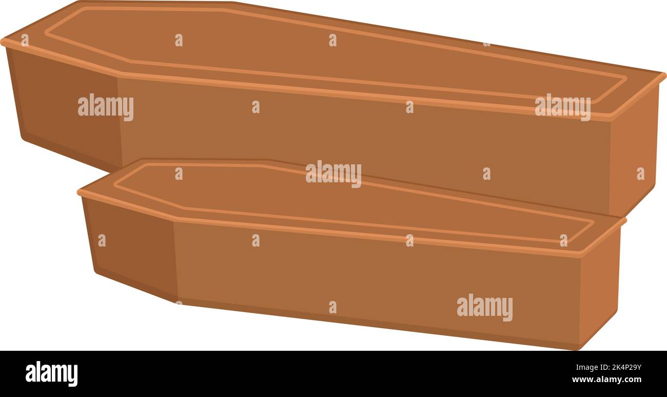 Two wooden coffins, illustration, vector on a white background Stock ...