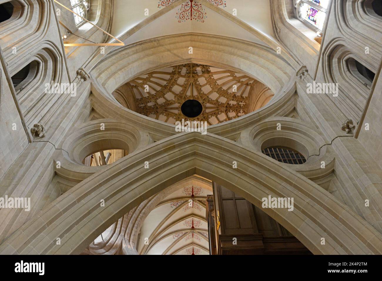 St Andrews cross arches in Wells cathedral, Wells, Somerset, UK Stock ...