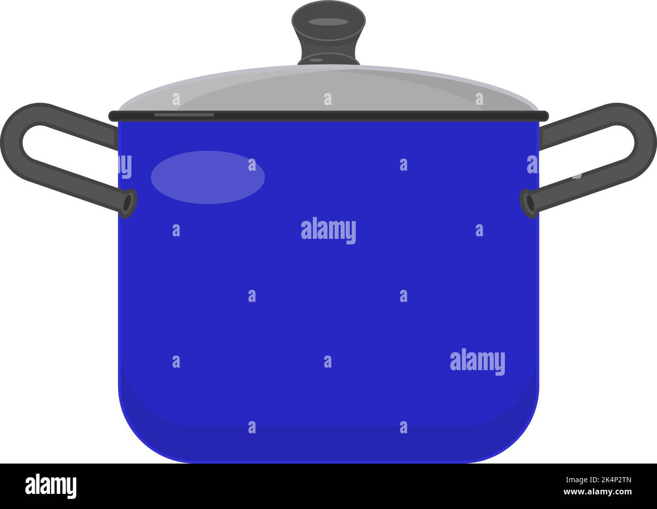 Blue cooking pot, illustration, vector on a white background Stock ...