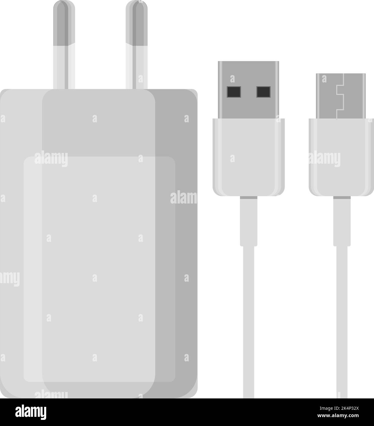 Charger cable, illustration, vector on a white background Stock Vector ...