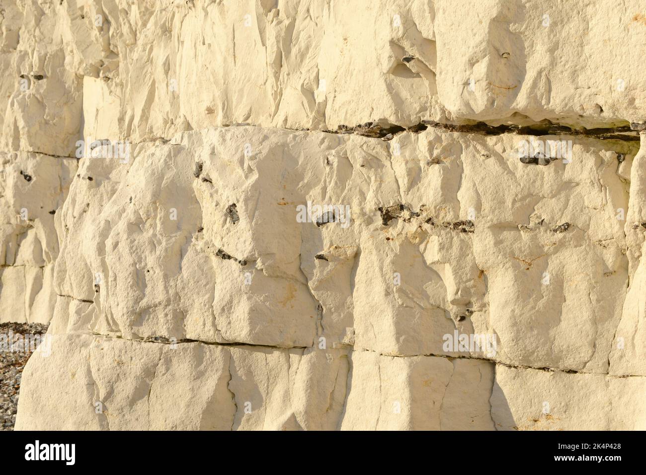 Layers of chalk rock forming cliffs at Birling Gap, Sussex, UK Stock ...