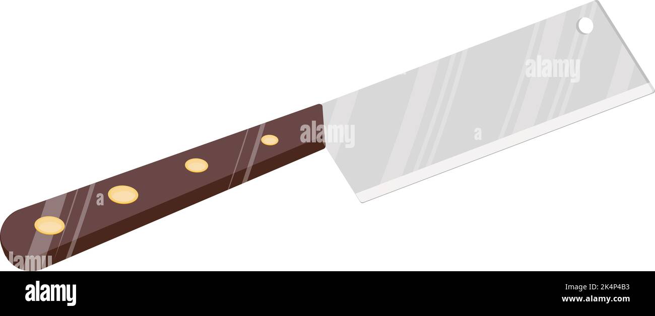 Cleaver with wooden handle, illustration, vector on a white background ...