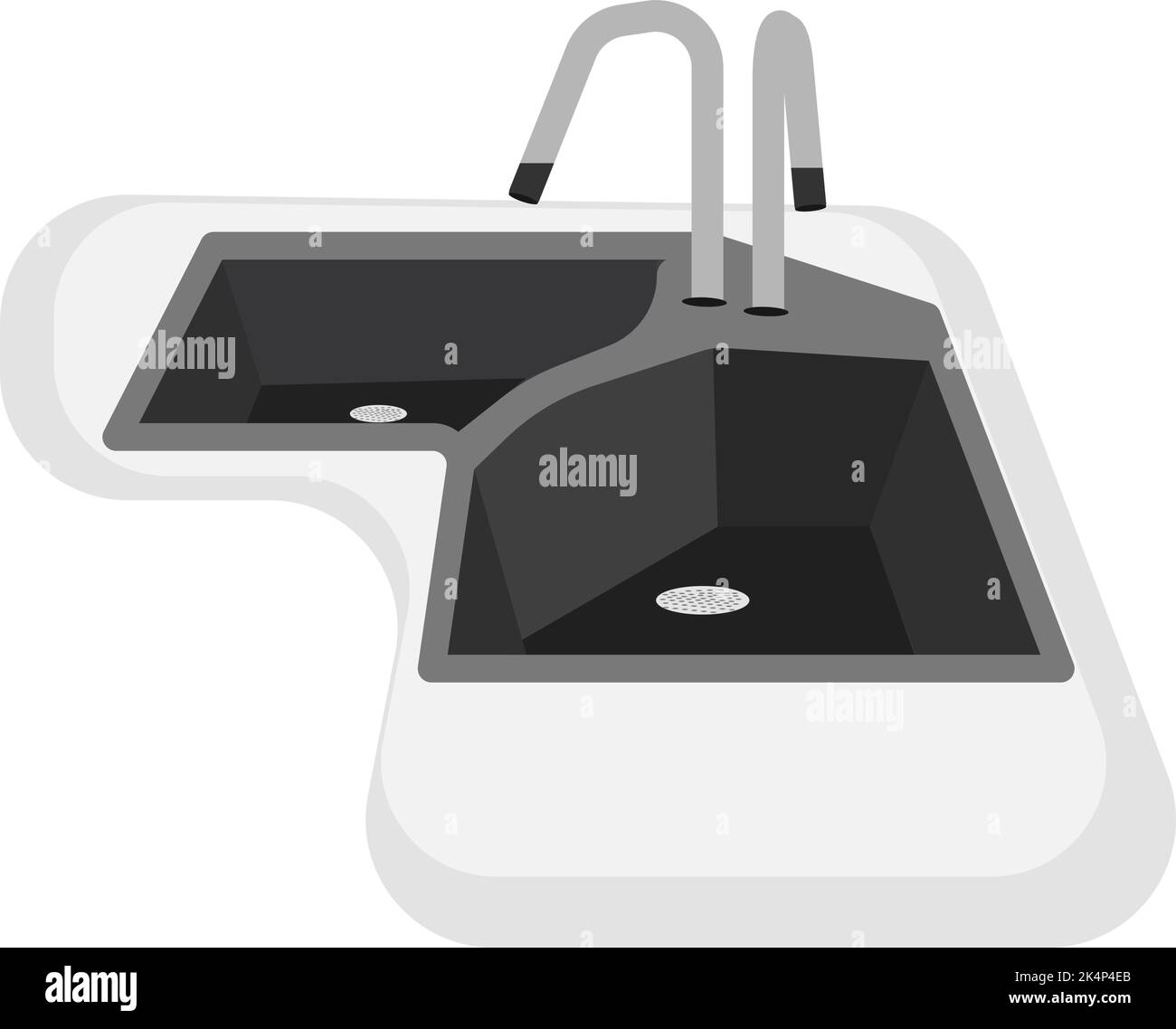 Black kitchen sink, illustration, vector on a white background Stock ...