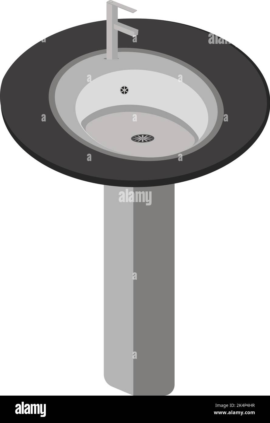 Black bathroom sink, illustration, vector on a white background Stock ...