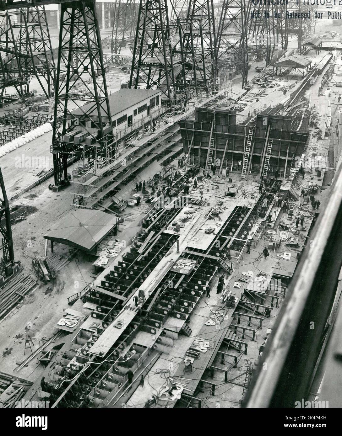 Photograph of the USS New Jersey (BB-62) under construction, 1941 Stock ...