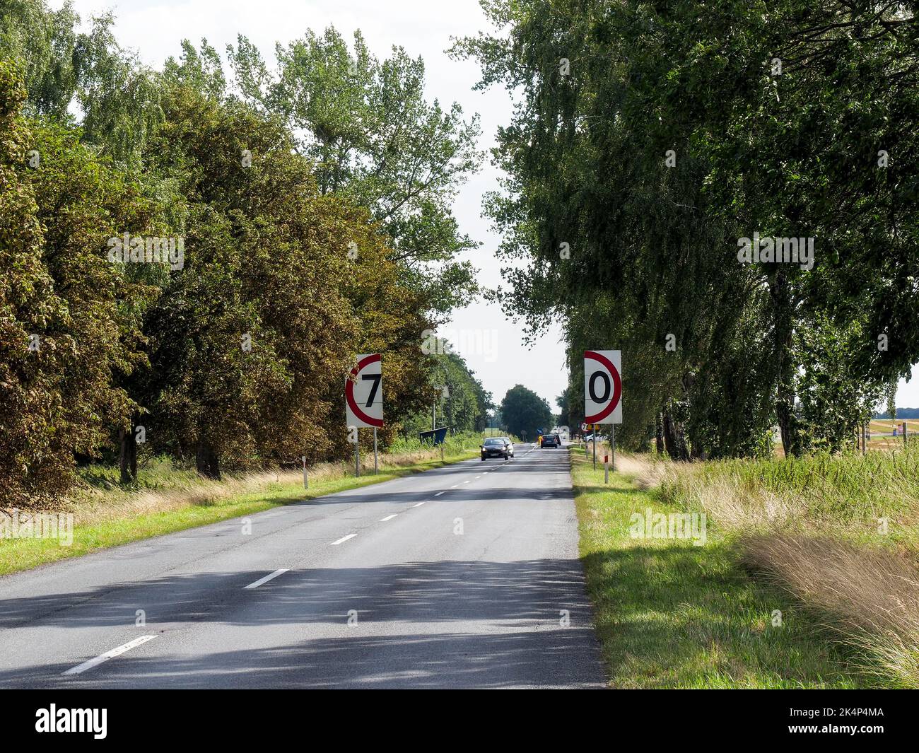 Poland - august 12, 2018: countryside sliding road with bizarre speed ...