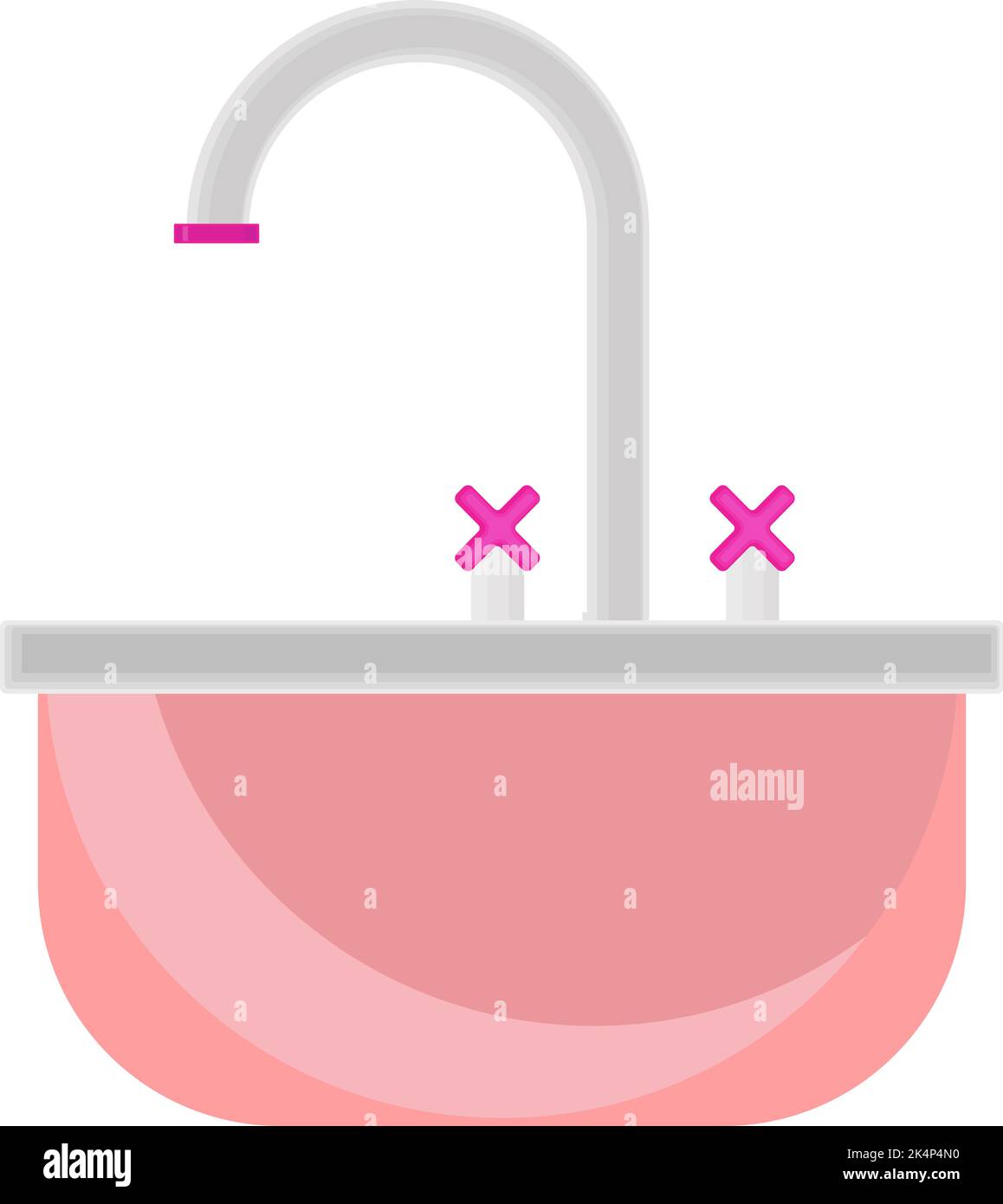 Pink sink, illustration, vector on a white background Stock Vector ...