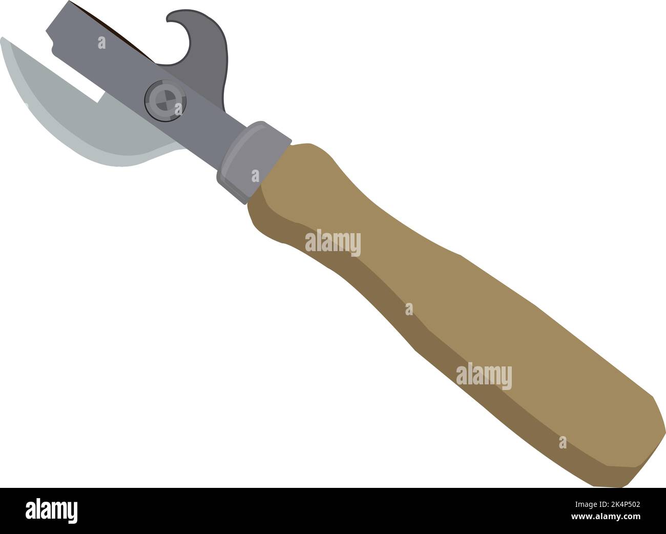 Wooden can opener, illustration, vector on a white background Stock ...