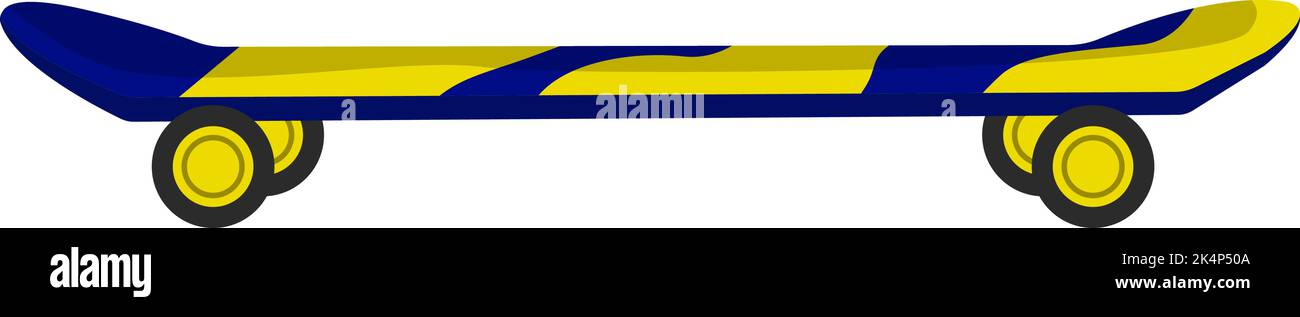 Blue skateboard, illustration, vector on a white background Stock ...