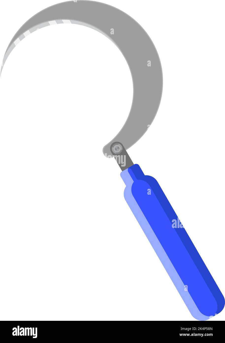 Sickle with blue handle, illustration, vector on a white background ...