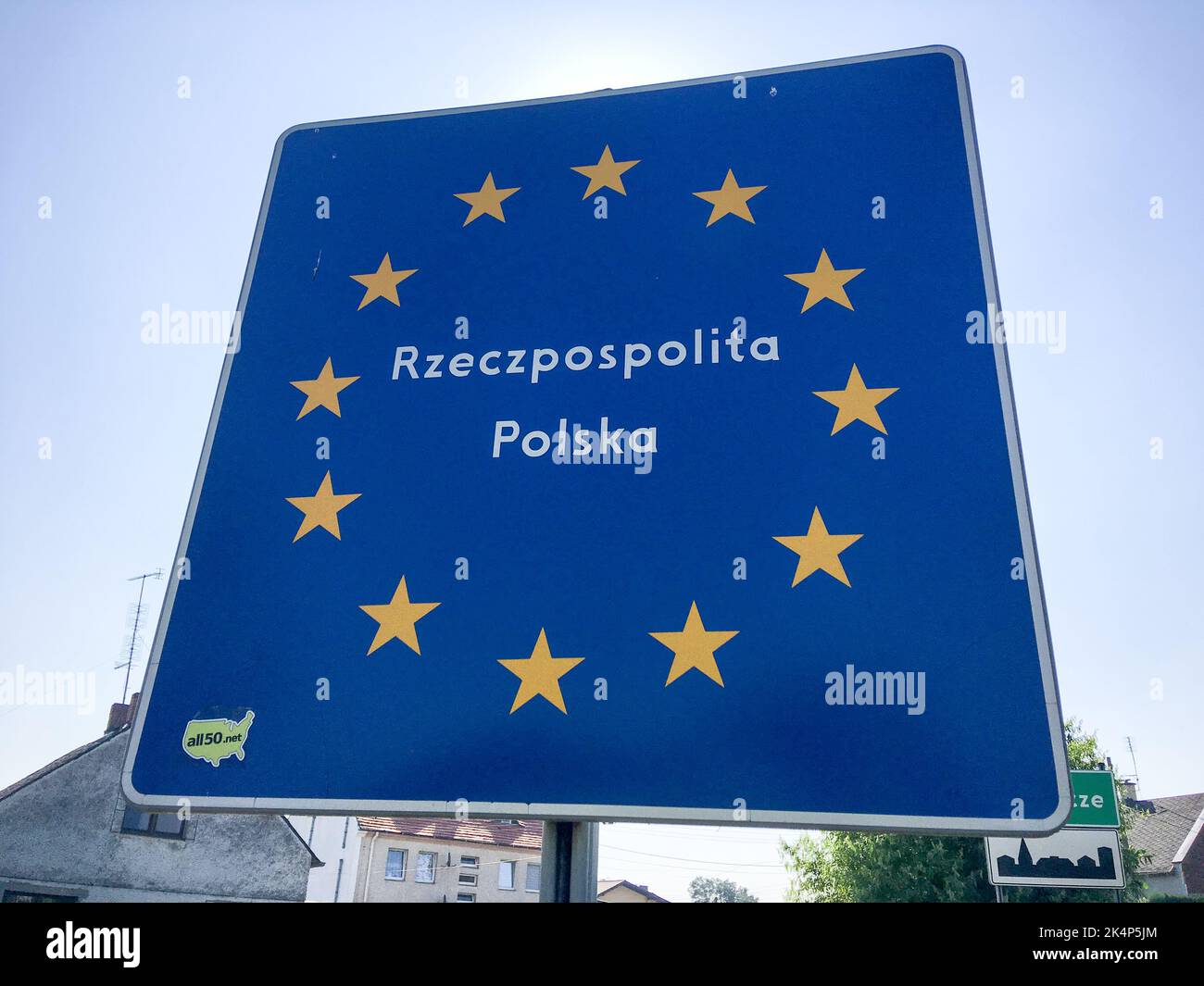 Poland - July 31, 2018: State border warning sign Stock Photo - Alamy