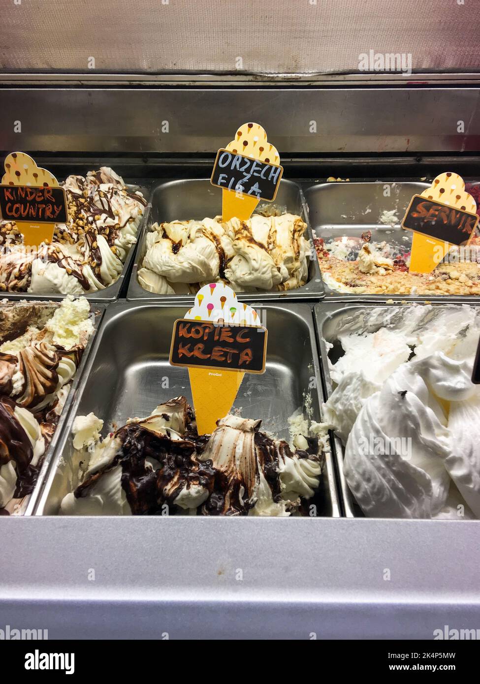 Gdansk, Poland - August 9, 2018: Ice cream on display in a shop Stock ...