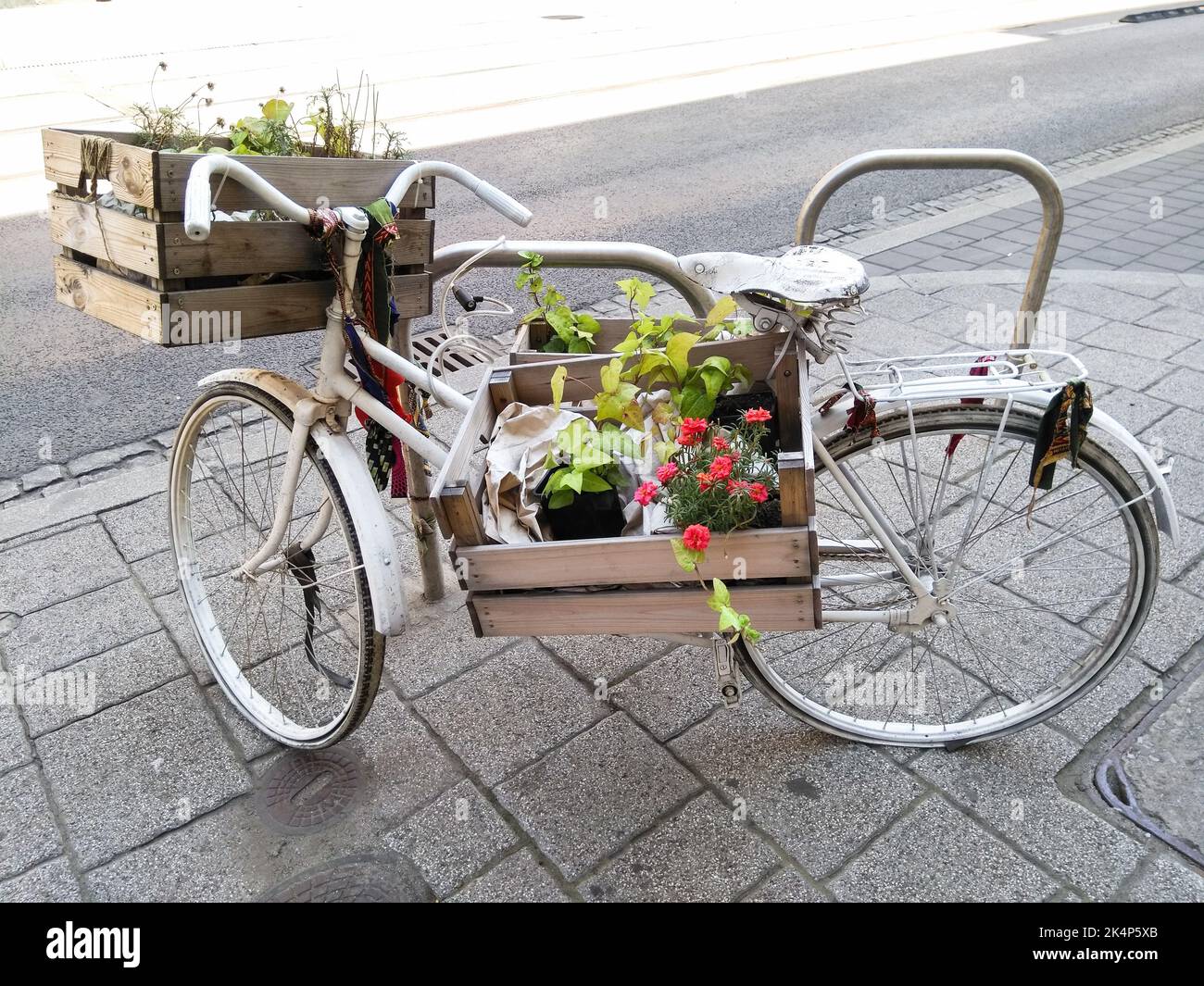 Cycle bike flower display hi-res stock photography and images - Alamy