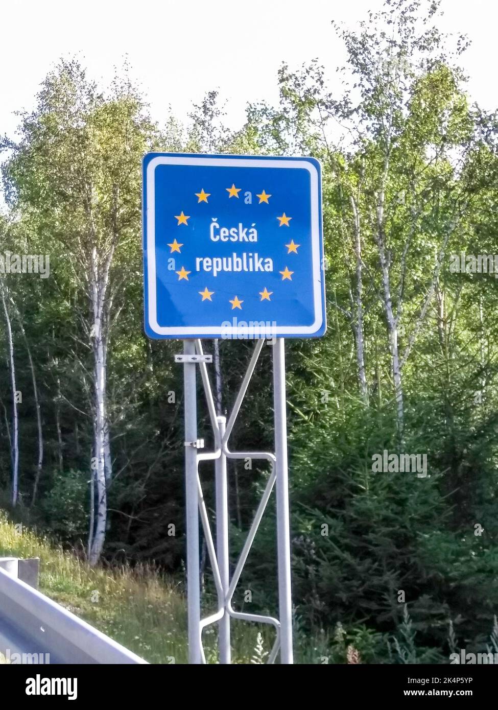 Czech Republic - July 30, 2018: State border warning sign Stock Photo ...
