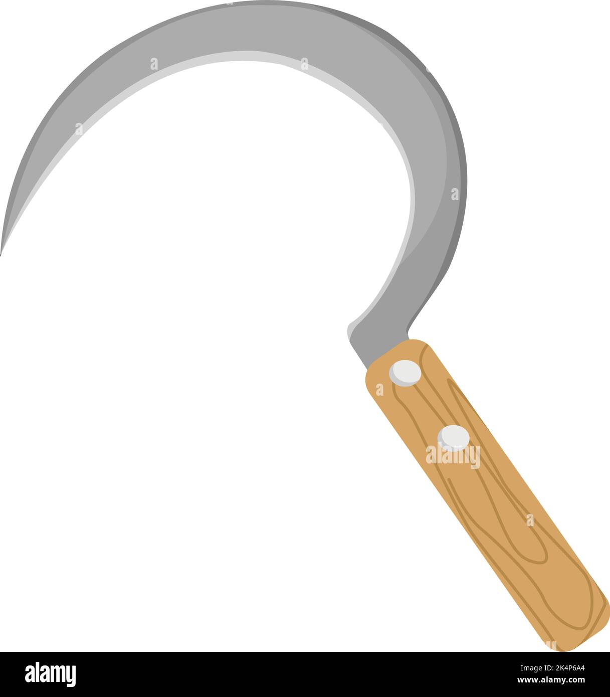 Wooden handle sickle, illustration, vector on a white background Stock ...